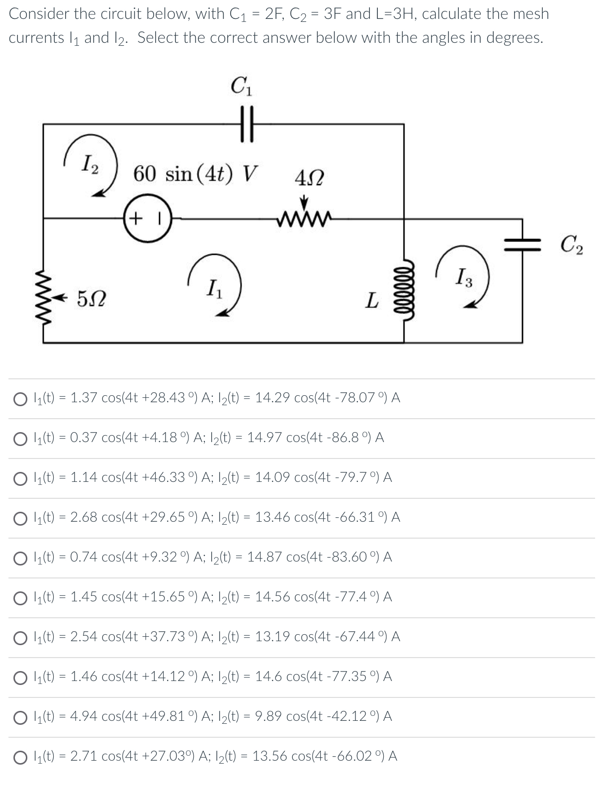 Solved Consider the circuit below, with C1=2F,C2=3F ﻿and | Chegg.com
