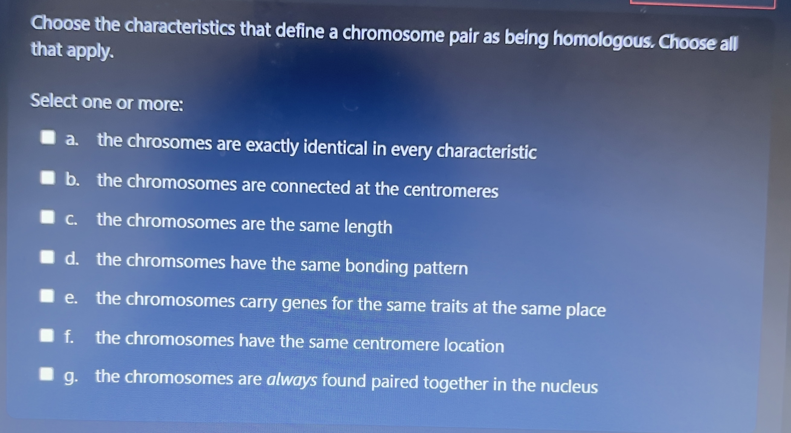 Solved Choose the characteristics that define a chromosome | Chegg.com