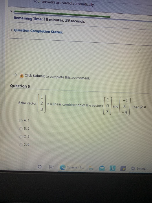 Solved Your answers are saved automatically. Remaining Time: | Chegg.com