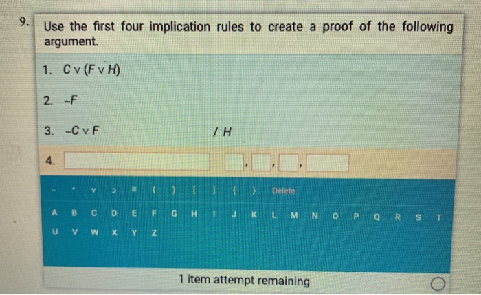 Solved Use the first four implication rules to create a | Chegg.com