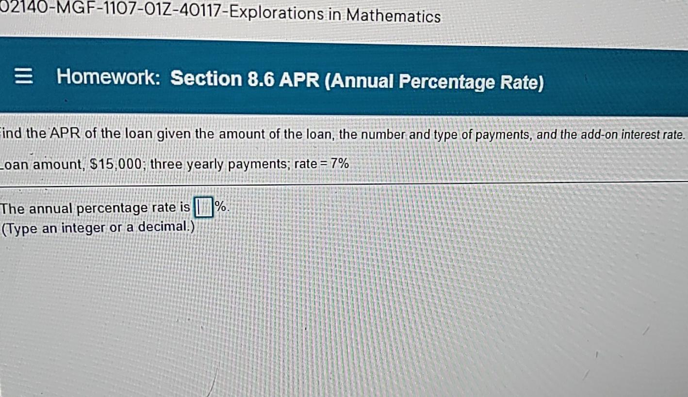 Solved 02140-MGF-1107-017-40117-Explorations in Mathematics | Chegg.com