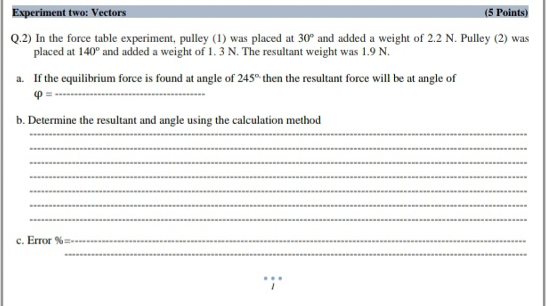 Solved Experiment two: VectorsQ.2) ﻿In the force table | Chegg.com