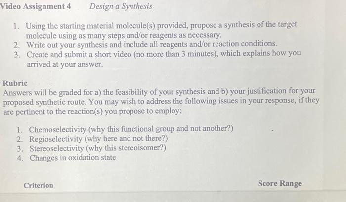 Solved Propose a synthesis of the target molecule from the | Chegg.com