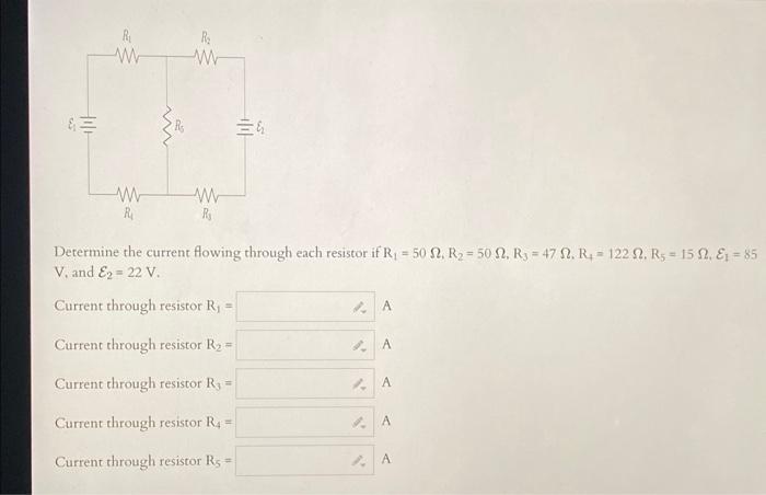Solved Determine The Current Flowing Through Each Resistor