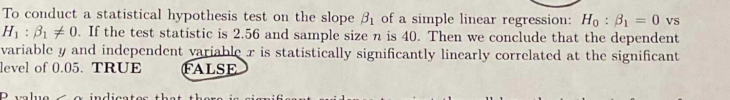 To conduct a statistical hypothesis test on the slope | Chegg.com