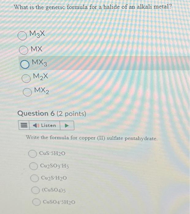 Solved What is the generic formula for a halide of an alkali | Chegg.com