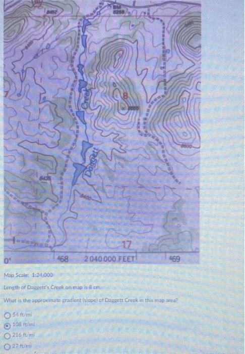 Solved The map scale for this mop is 1:24.000. Using the | Chegg.com