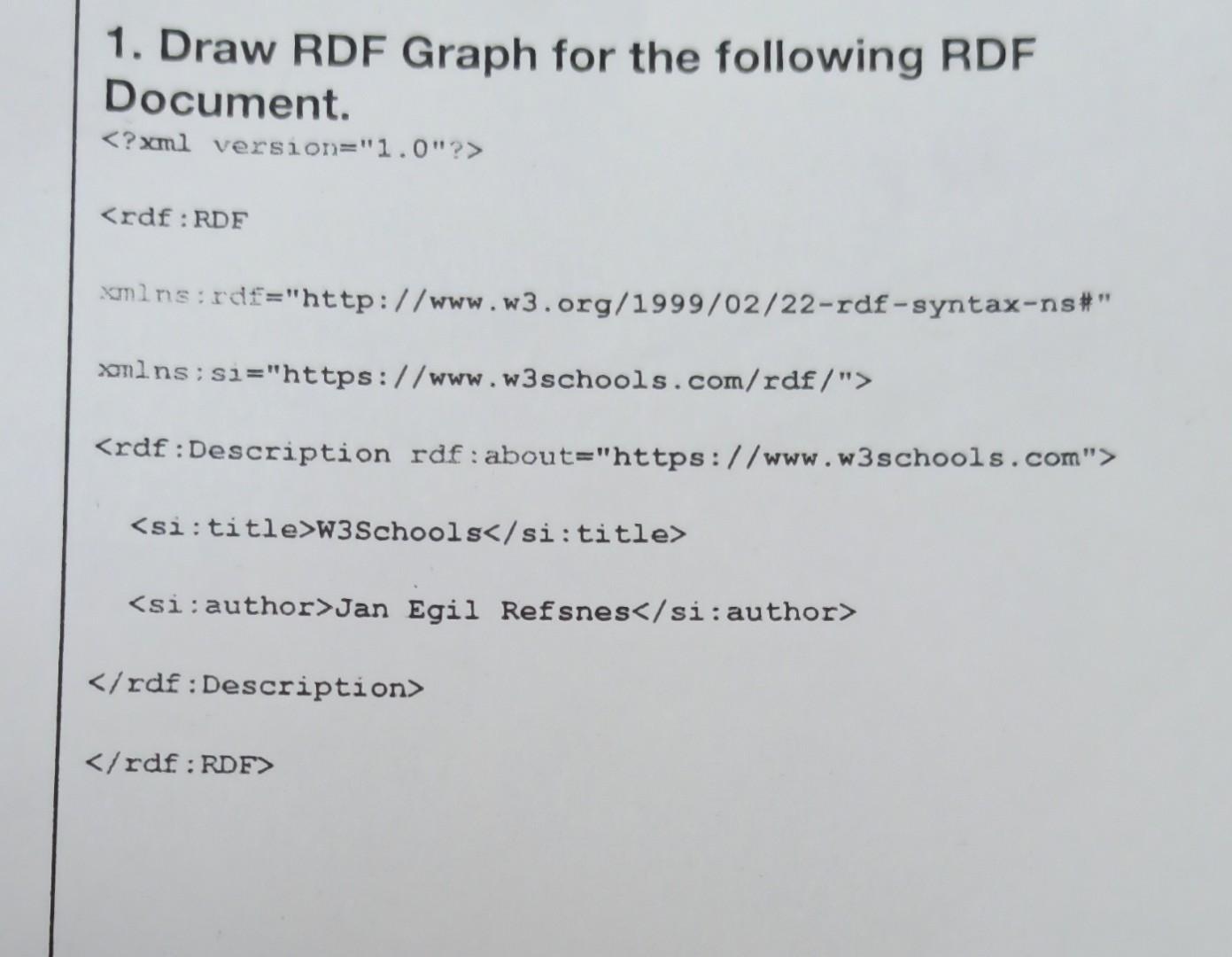 Solved 1. Draw RDF Graph for the following RDF Document.