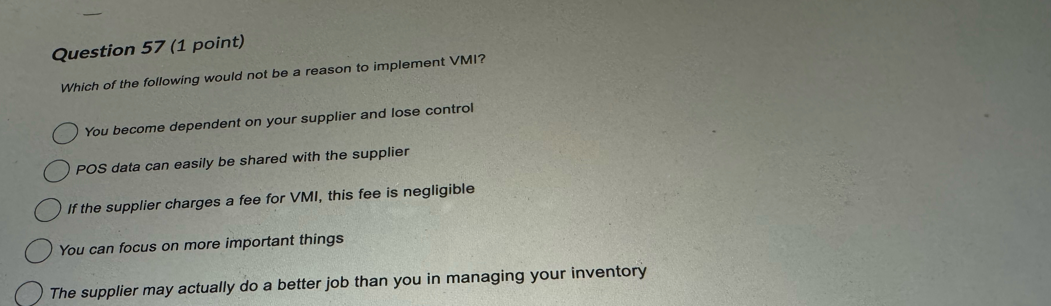 Solved Question 57 (1 ﻿point)Which of the following would | Chegg.com