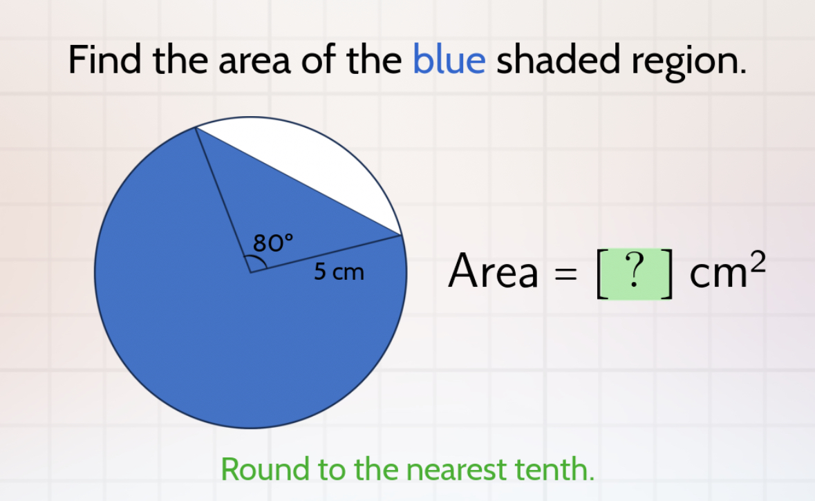 Solved Find the area of the blue shaded region. ﻿Area | Chegg.com