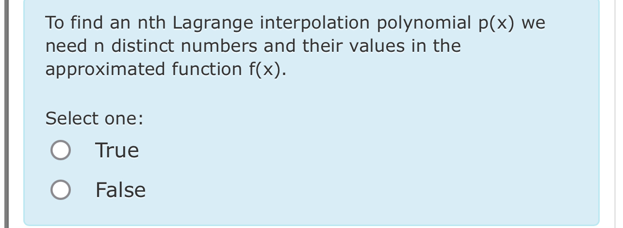 Solved To find an nth Lagrange interpolation polynomial p(x) | Chegg.com