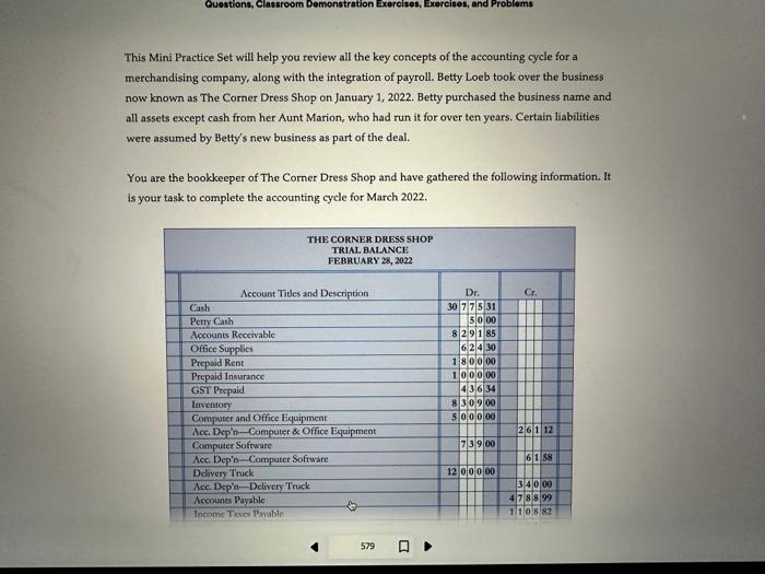 This Mini Practice Set will help you review all the | Chegg.com