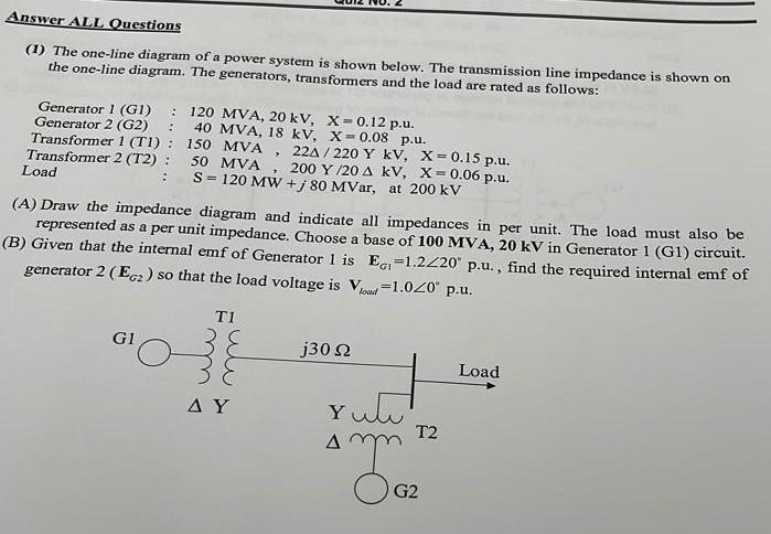 Solved Answer ALL Questions (1) The one-line diagram of a | Chegg.com