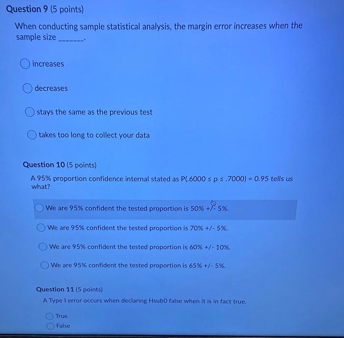 Solved Question 9 (5 points) When conducting sample | Chegg.com