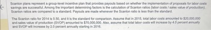 Solved Scanlon plans represent a group-level incentive plan | Chegg.com