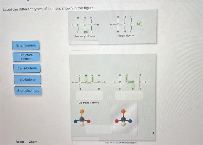 Label the different types of isomers shown in the | Chegg.com