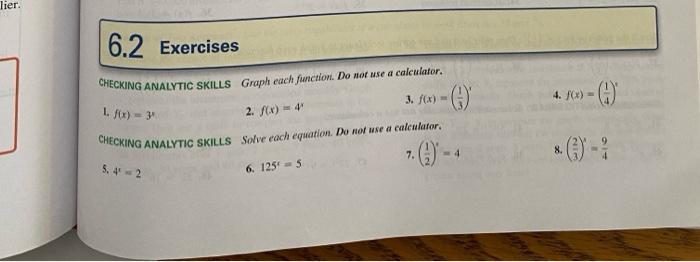 Solved CHECKING ANALYTIC SKILLS Graph each function. Do not | Chegg.com