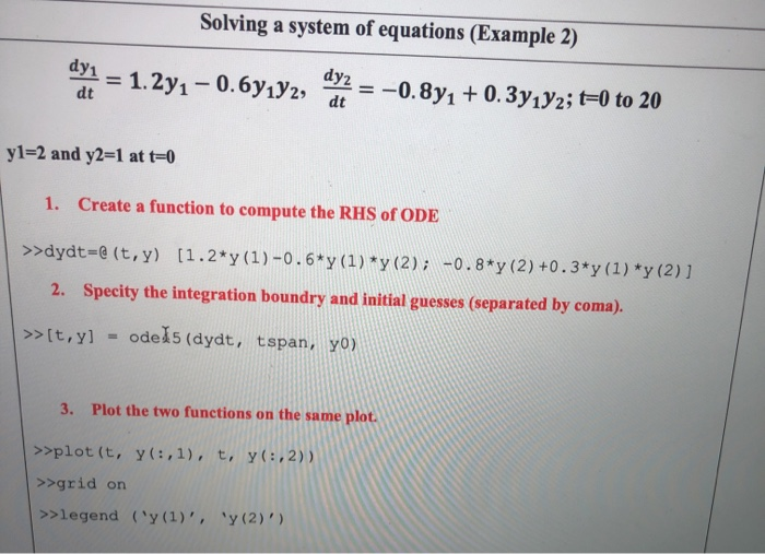 Solved Q10.4 Solve the system of nonlinear ODE of Example 2 | Chegg.com