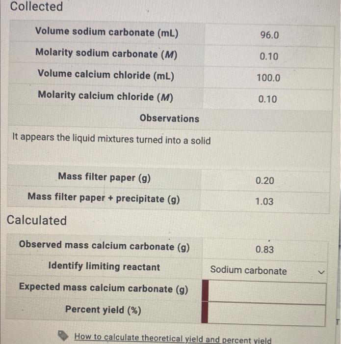 Solved Collected \begin{tabular}{lc} Volume sodium carbonate | Chegg.com