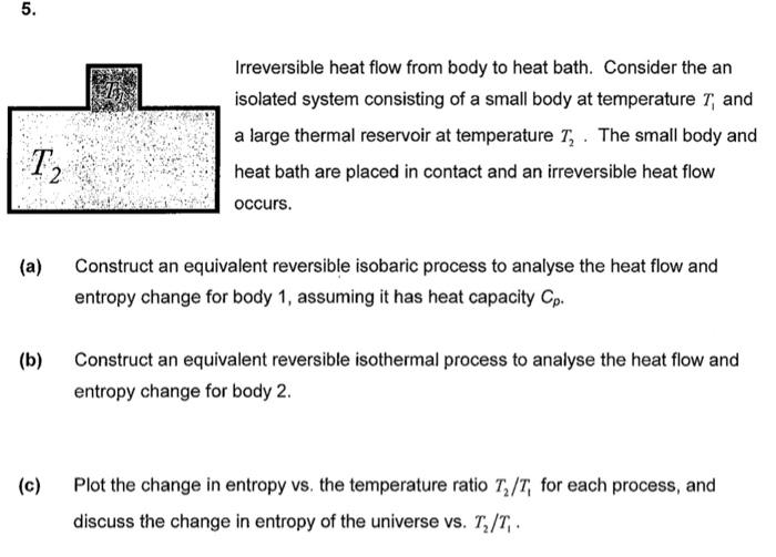 Solved 5. Irreversible heat flow from body to heat bath. | Chegg.com