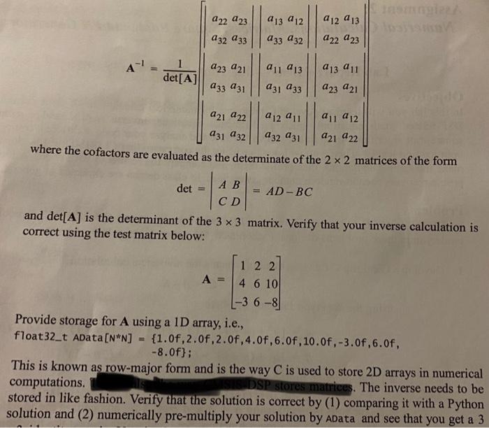 Solved Consider the inverse of a 3 x 3 matrix rad style Jan | Chegg.com