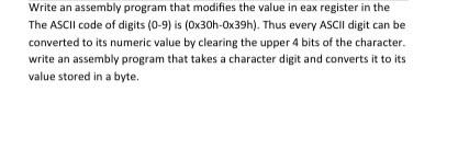 Solved Write an assembly program that modifies the value in | Chegg.com