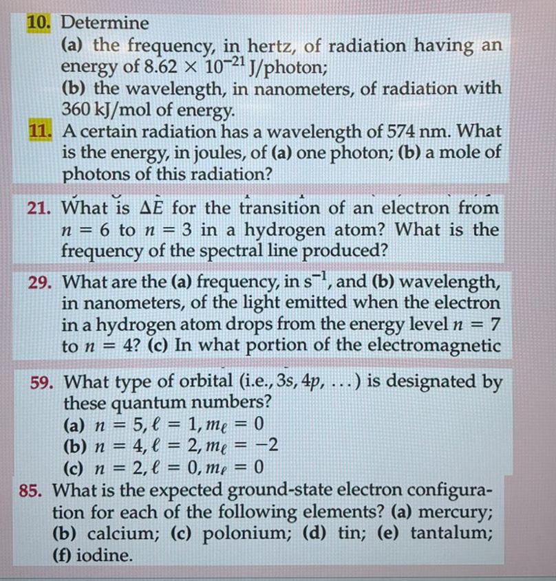 Solved Determine(a) ﻿the frequency, in hertz, of radiation | Chegg.com