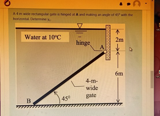 Solved A4 m wide rectangular gate is hinged at A and making | Chegg.com
