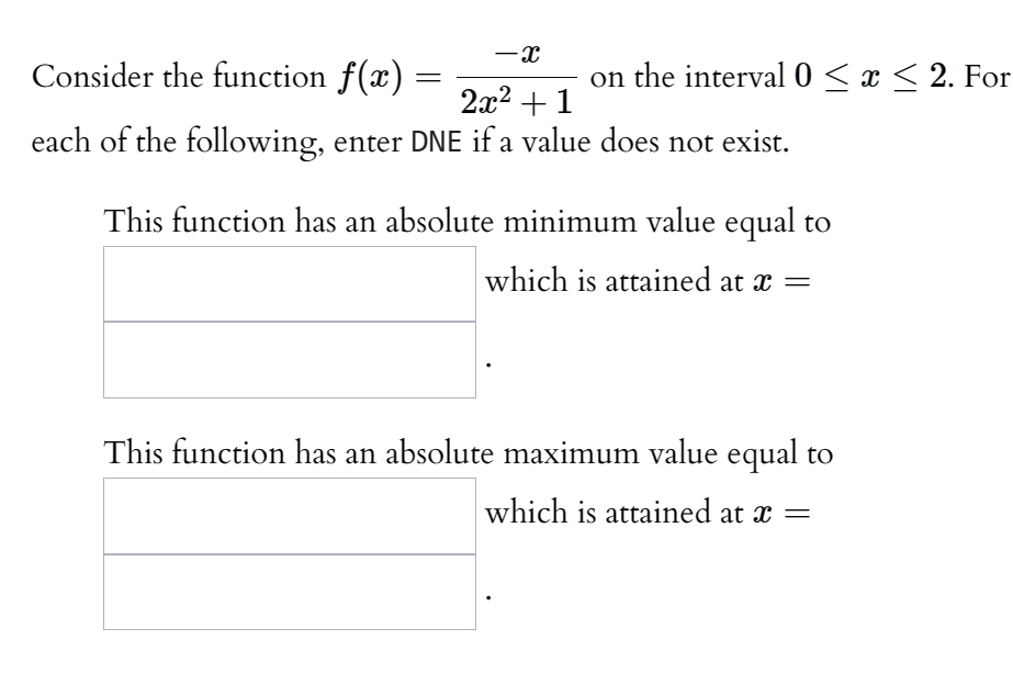 Solved Consider the function f(x)=-x2x2+1 ﻿on the interval | Chegg.com