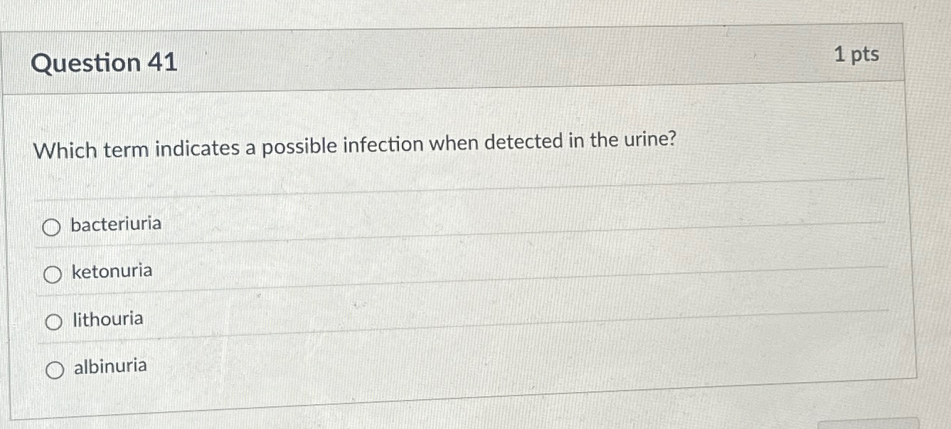 Solved Question 411 ﻿ptsWhich term indicates a possible | Chegg.com