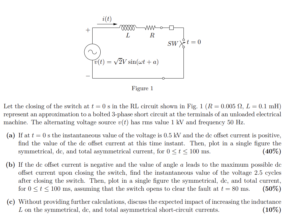 Solved Let the closing of the switch at t=0s ﻿in the RL | Chegg.com
