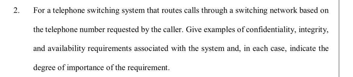 Solved 2. For a telephone switching system that routes calls | Chegg.com