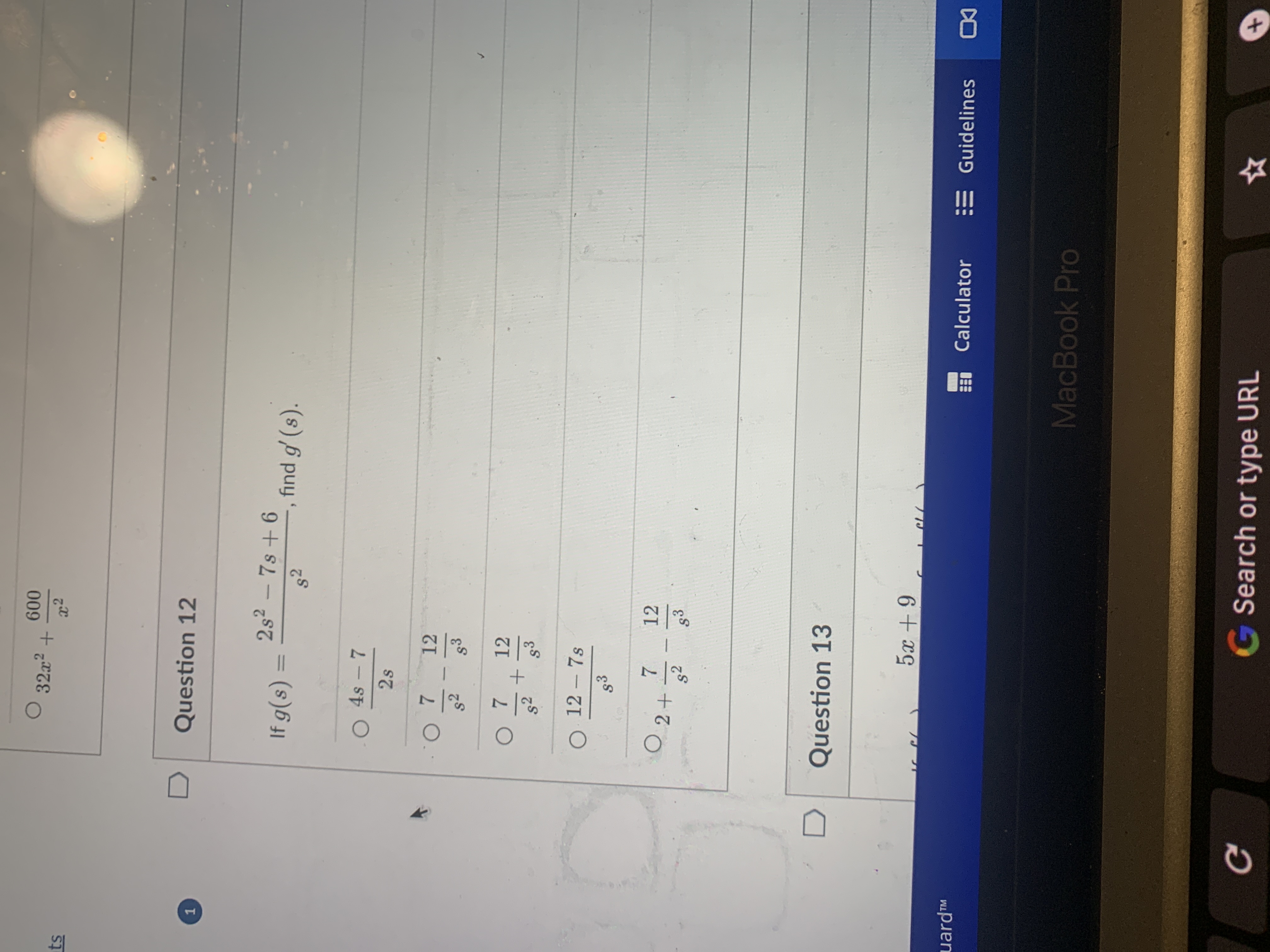 Solved 32x2+600x2If g(s)=2s2-7s+6s2, ﻿find | Chegg.com