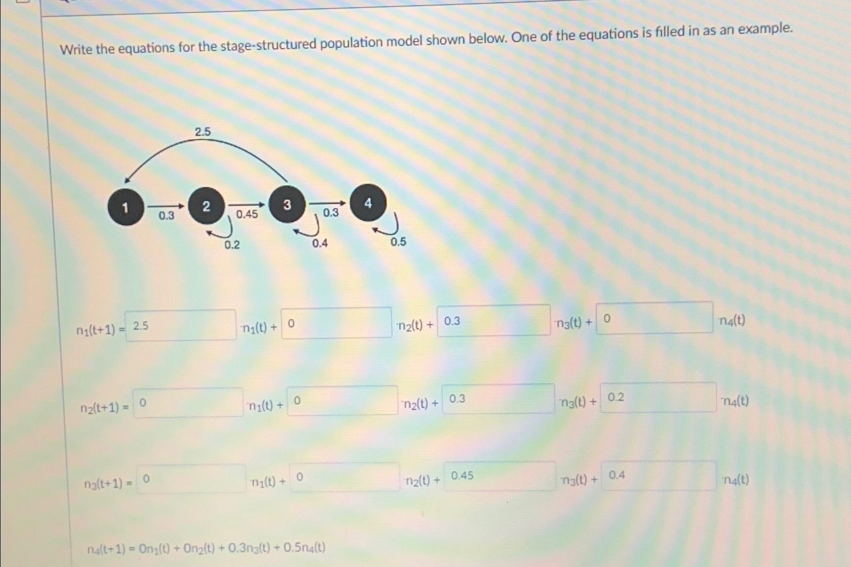 Solved Write the equations for the stage-structured | Chegg.com