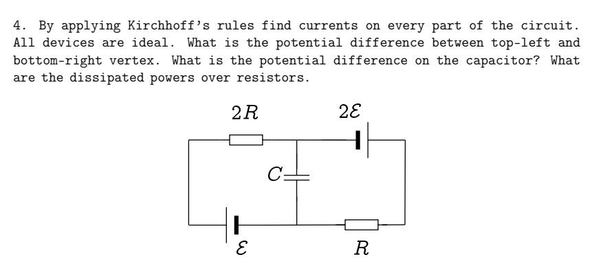 Solved 4. By applying Kirchhoff's rules find currents on | Chegg.com
