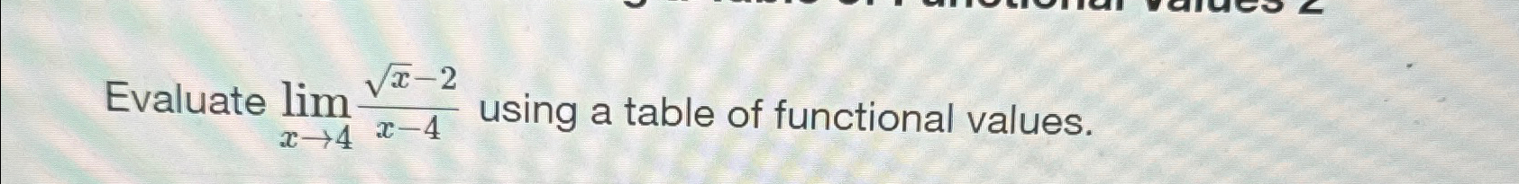 Solved Evaluate limx→4x2-2x-4 ﻿using a table of functional | Chegg.com