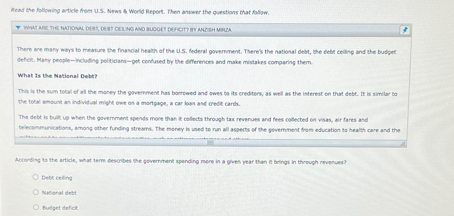 Solved Read the following article from U.S. ﻿News & World | Chegg.com