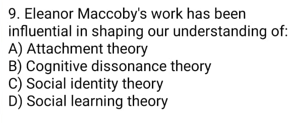 Solved Eleanor Maccoby's work has been influential in | Chegg.com