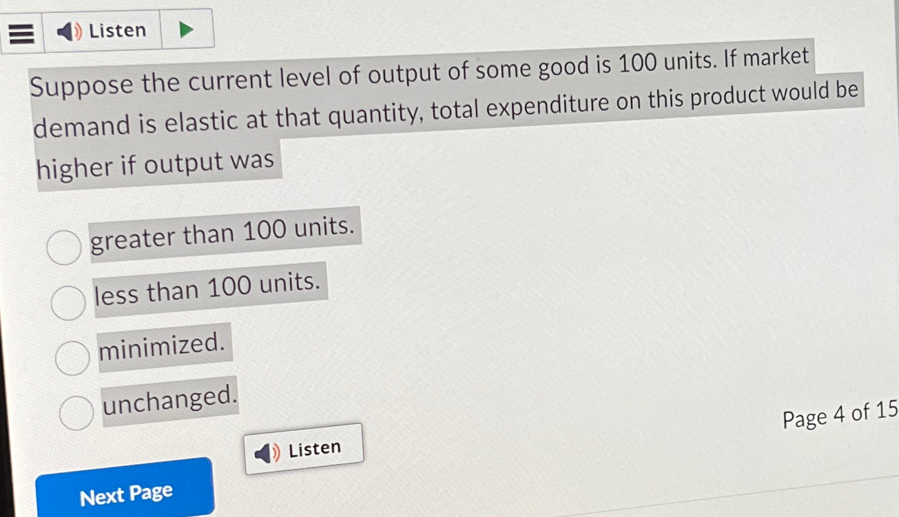 Solved Suppose the current level of output of some good is | Chegg.com