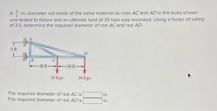 Solved A-in.-diameter rod made of the same material as rods | Chegg.com