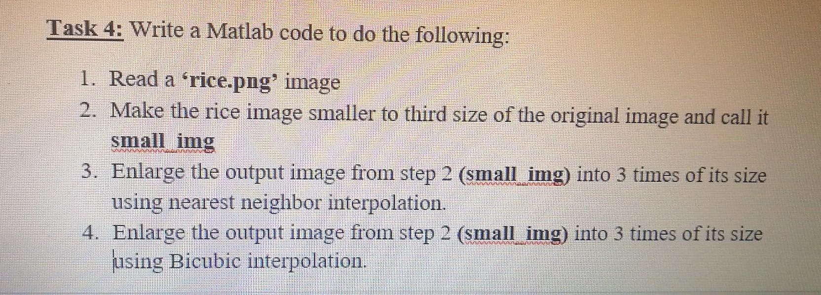 Solved Task 4: Write a Matlab code to do the following: WWW | Chegg.com