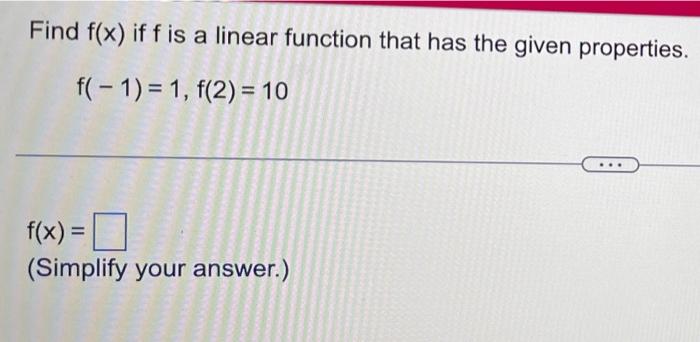 Solved Find a linear function h given h( - 2) = -6 and h(-5) | Chegg.com