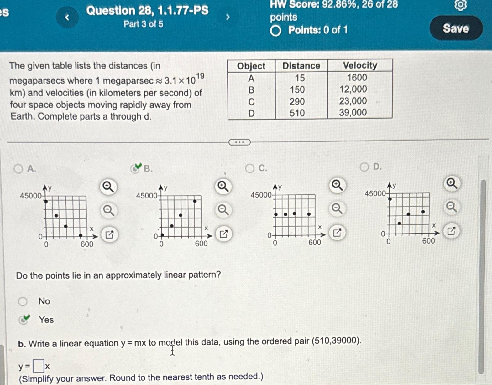 Solved Question 28, 1.1.77-PSHW Score: 92.86%,26 ﻿of 28Part | Chegg.com