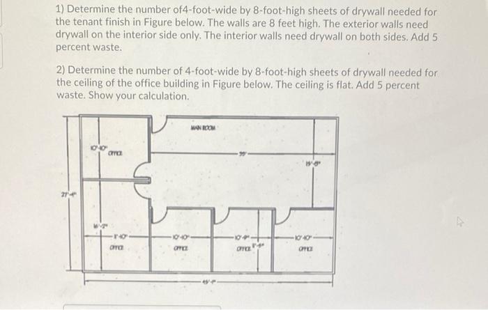 Solved 1) Determine the number of4-foot-wide by 8-foot-high | Chegg.com