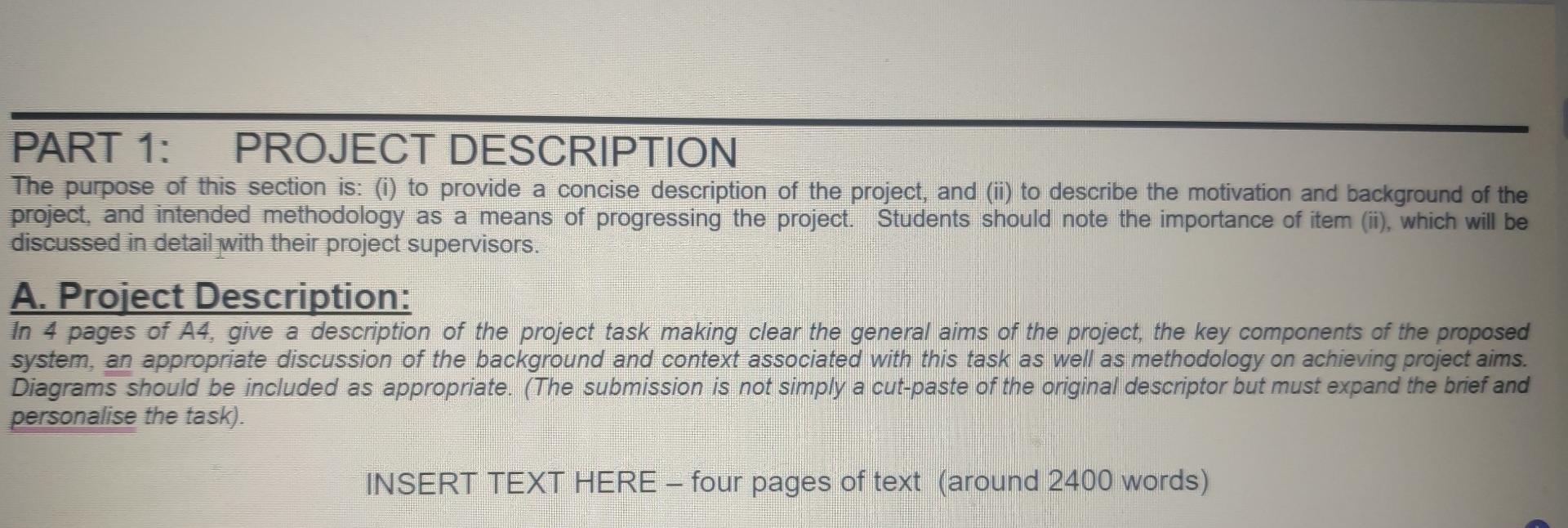 Solved PART 1: PROJECT DESCRIPTION The purpose of this | Chegg.com