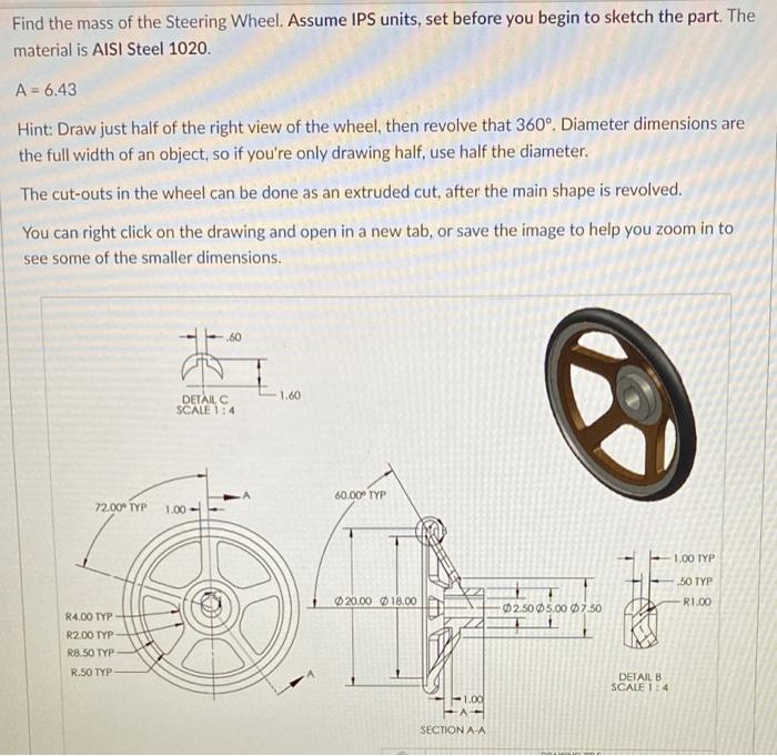 Solved Find the mass of the Steering Wheel. Assume IPS | Chegg.com