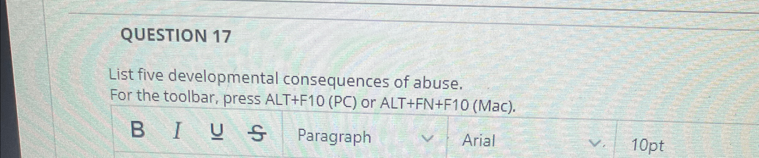 Solved QUESTION 17List five developmental consequences of | Chegg.com