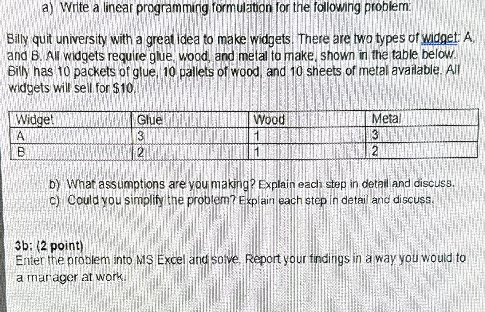 Solved a) ﻿Write a linear programming formulation for the | Chegg.com