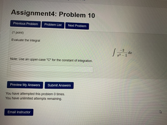 Solved Assignment4 Problem 10 Previous Problem Problem List 