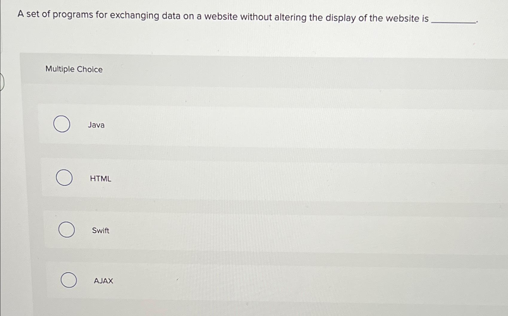 Solved A set of programs for exchanging data on a website | Chegg.com